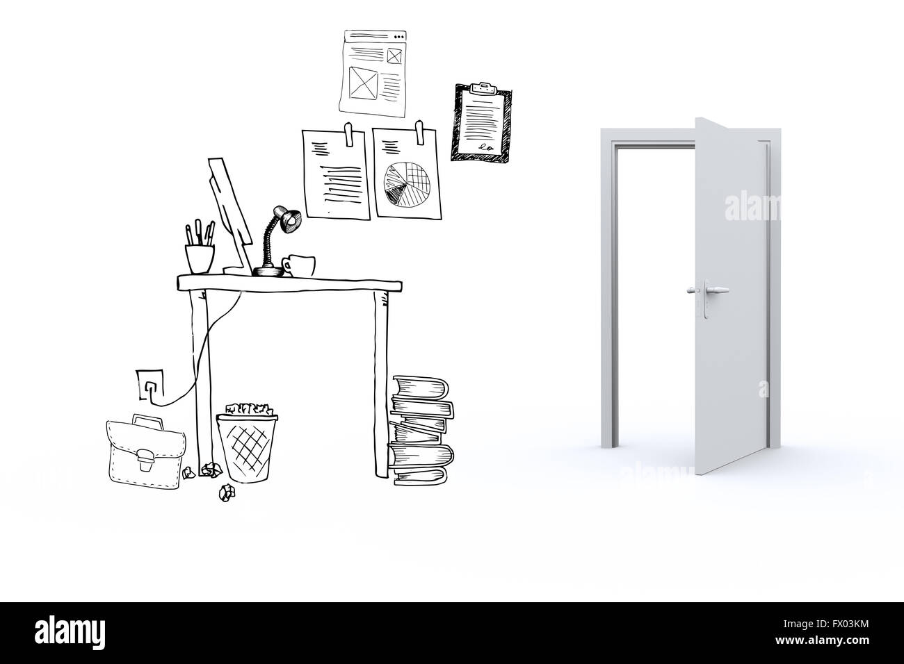 Doodle office door Cut Out Stock Images & Pictures - Alamy