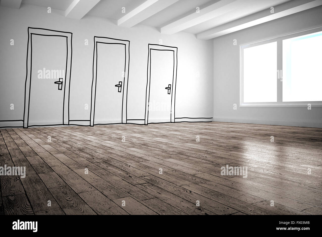 Doodle doors in room Stock Photo - Alamy