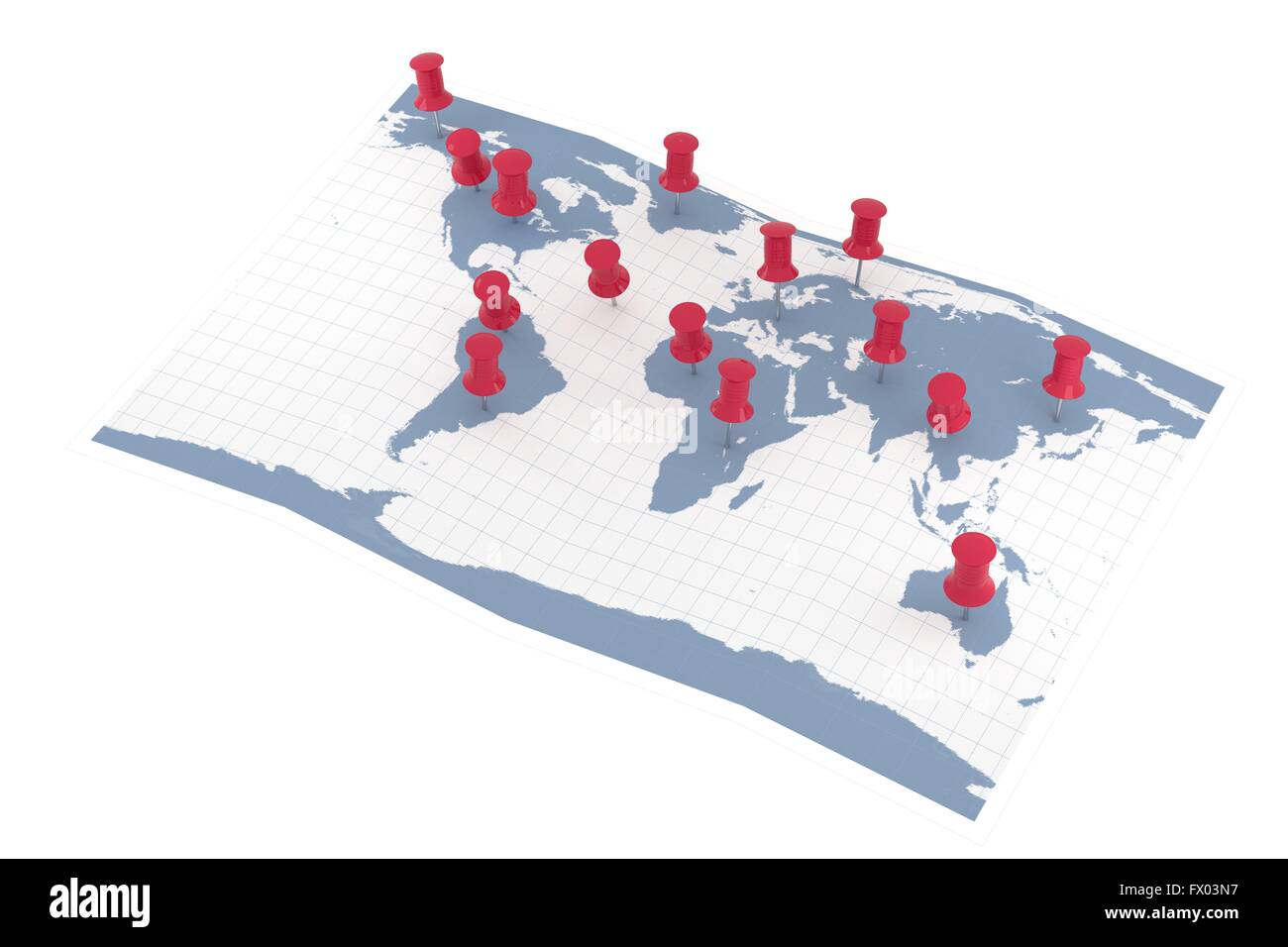 World Map with pointers Stock Photo - Alamy