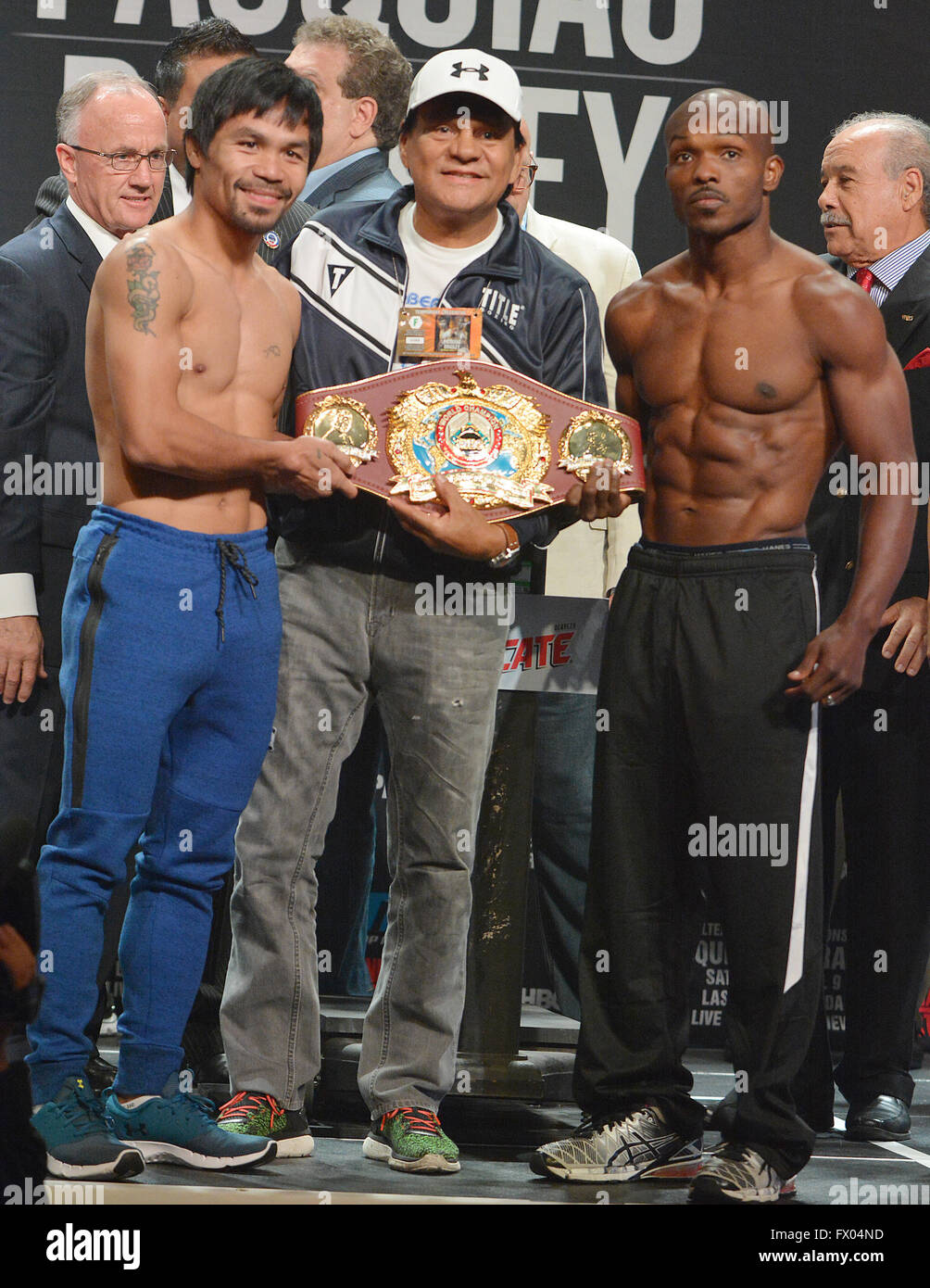 Las Vegas, Nevada, USA. 8th Apr, 2016. Boxers Manny Pacquioa and Tim ...