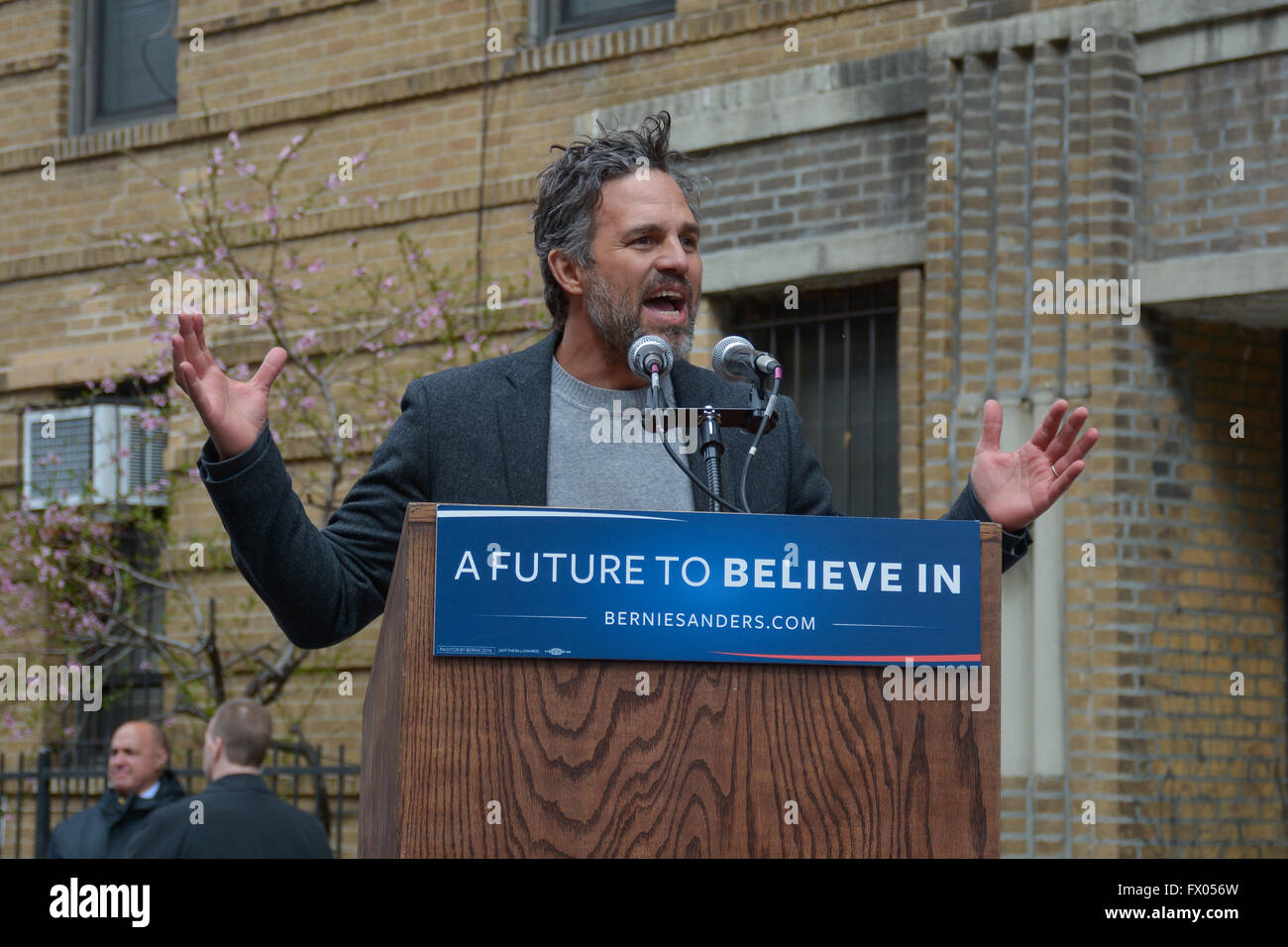 Brooklyn, United States. 08th Apr, 2016. Mark Ruffalo at Bernie Sanders ...