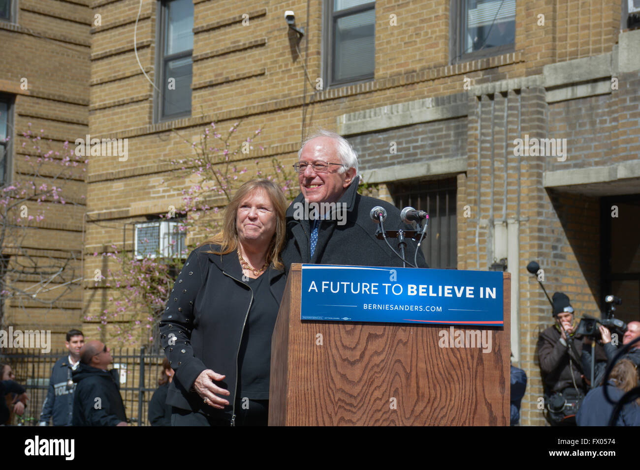 Brooklyn, United States. 08th Apr, 2016. Jane Sanders and Bernie ...