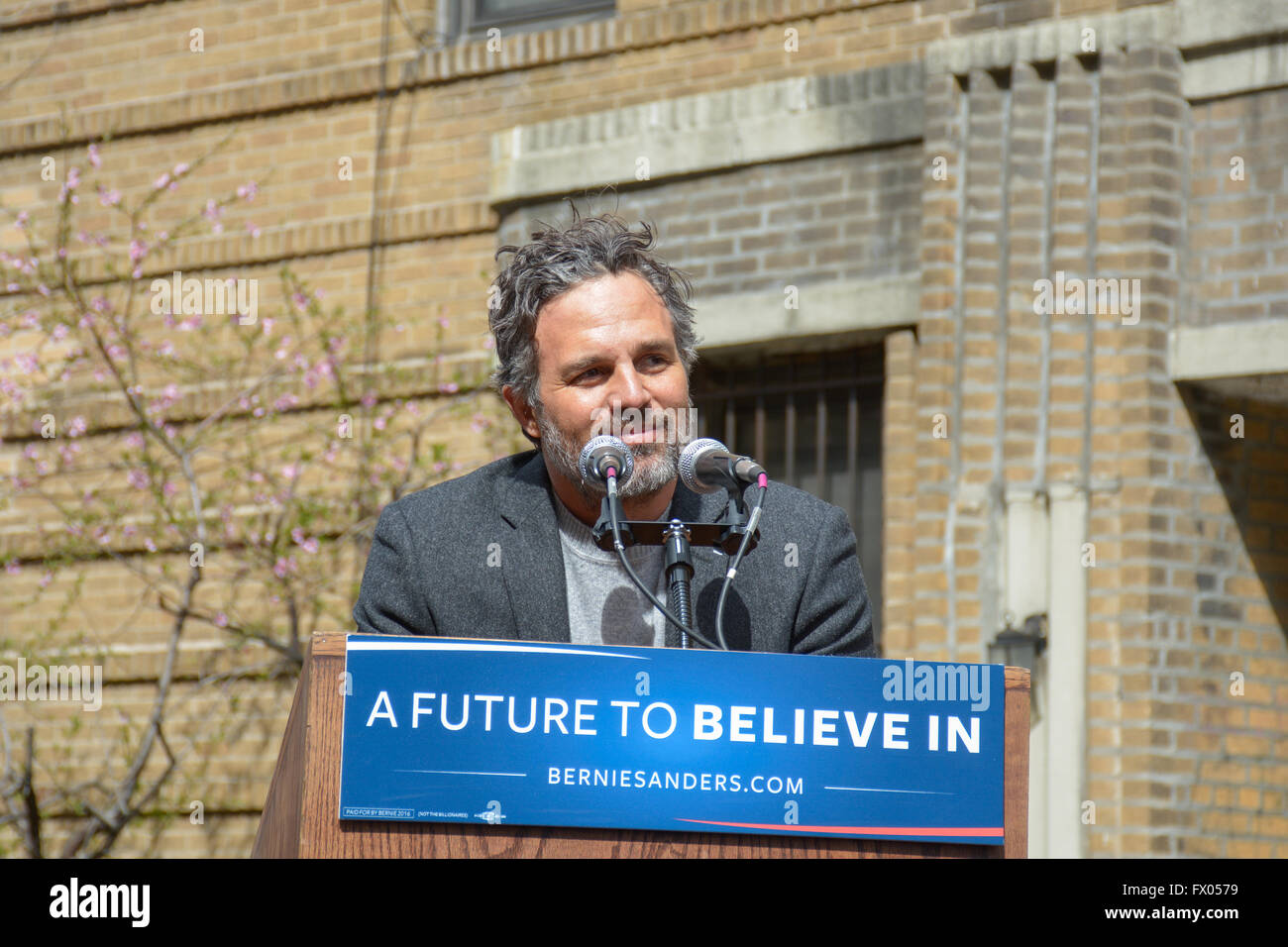 Brooklyn, United States. 08th Apr, 2016. Mark Ruffalo at Bernie Sanders ...