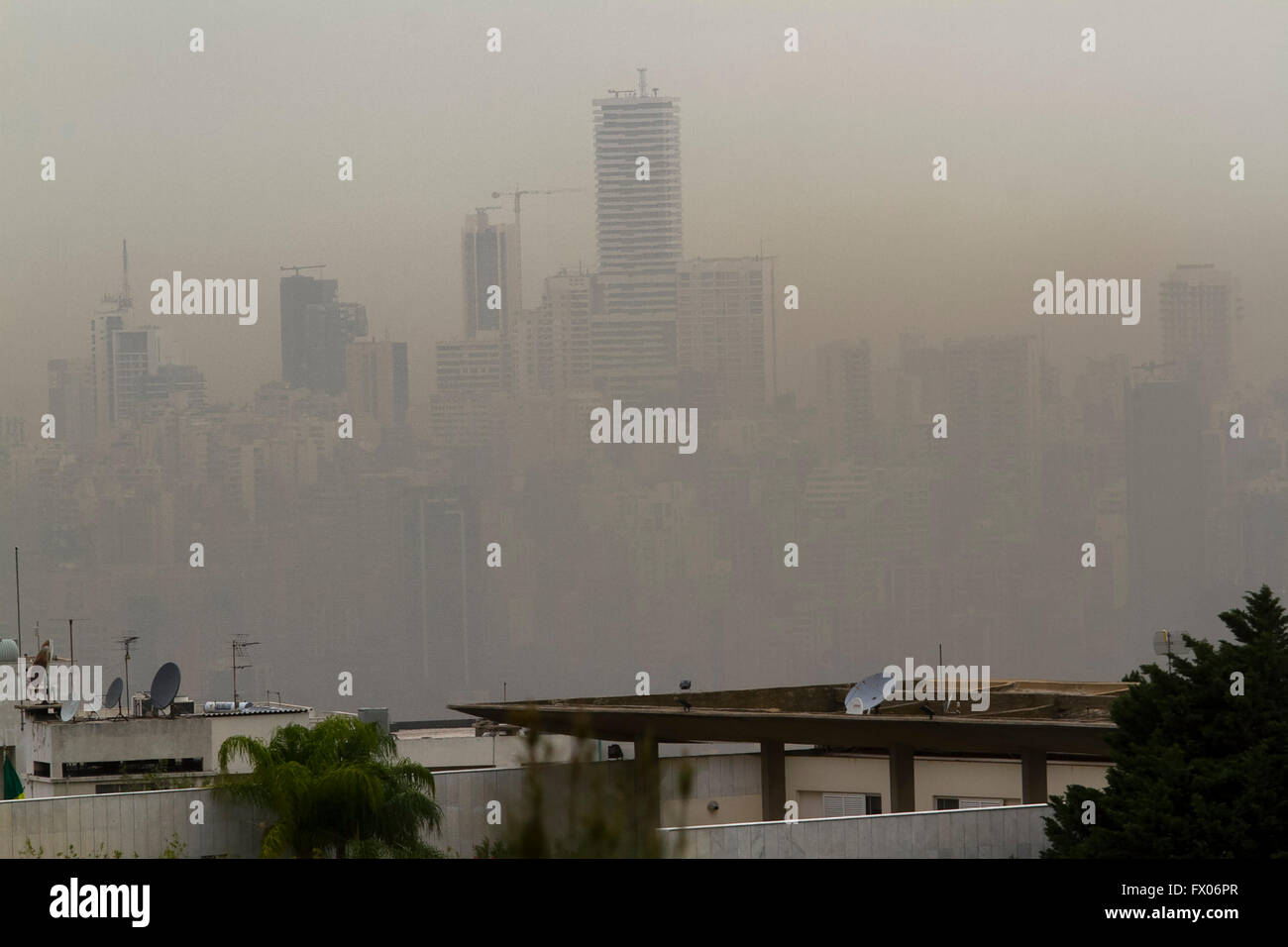 Beirut, Lebanon. 09th Apr, 2016. A thick layer of sand drifts over the ...