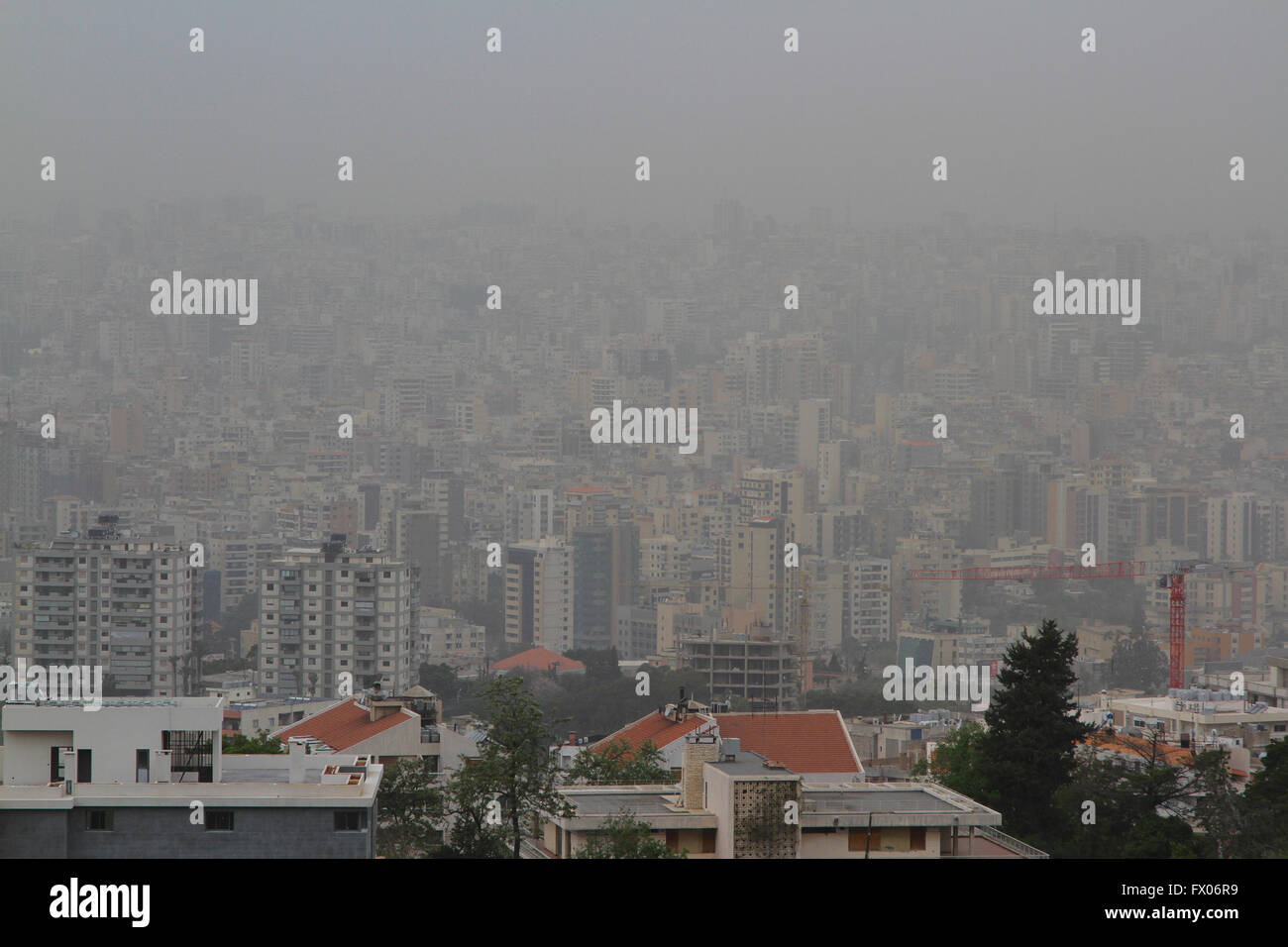 Beirut, Lebanon. 09th Apr, 2016. A thick layer of sand drifts over the ...