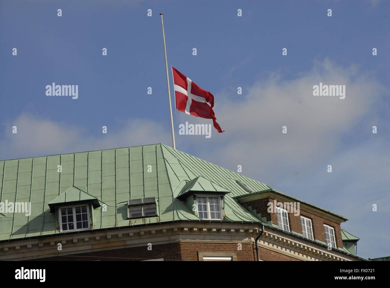 Copenhagen, Denmark. 09th Apr, 2016. Danish flags at half mast on all ...