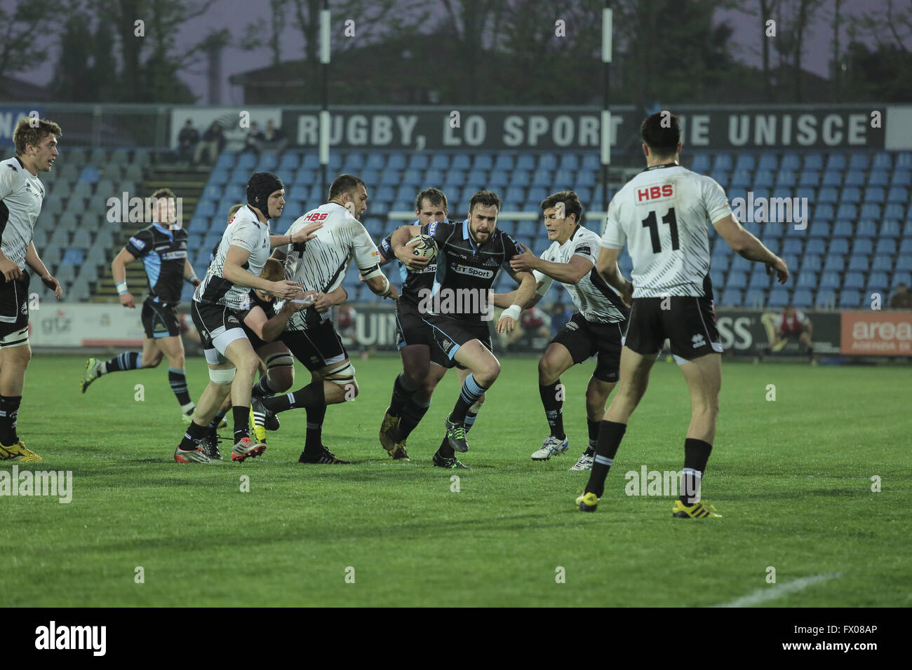 Parma, Italy.08th April, 2016. Glasgow Warriors centre Alex Dunbar ...