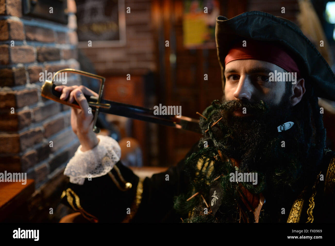 Moscow, Russia. 09th Apr, 2016. A man takes part in the 4th Russian ...