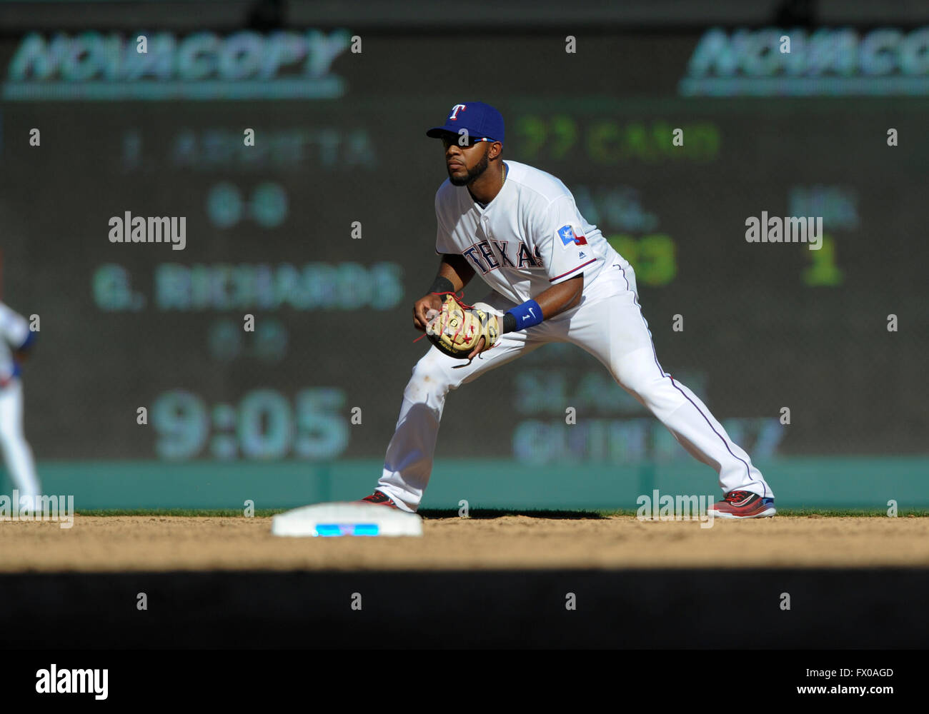 APR 04, 2016: Texas Rangers shortstop Elvis Andrus #1 during an MLB ...
