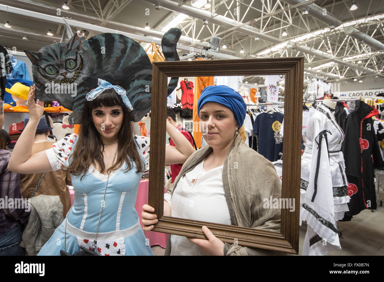 Rome, Italy. 09th Apr, 2016. Cosplayers poses during a cosplay contest ...