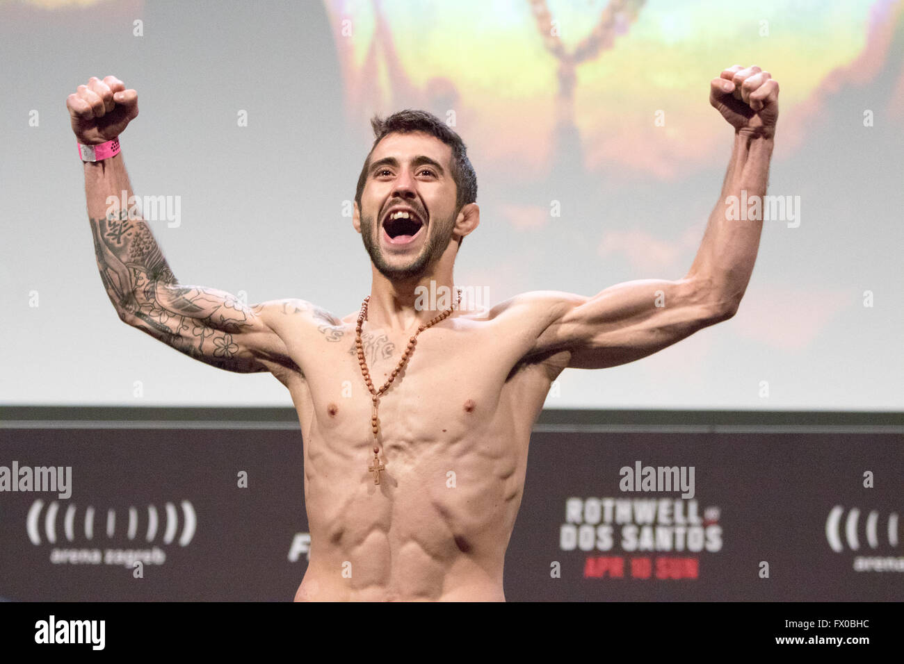 Filip Pejic celebrates making the weight ahead of his fight with Damian ...