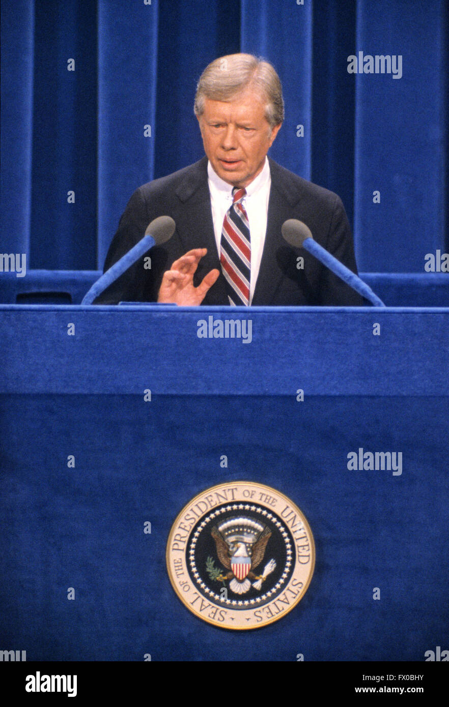 United States President Jimmy Carter delivers his speech accepting his ...