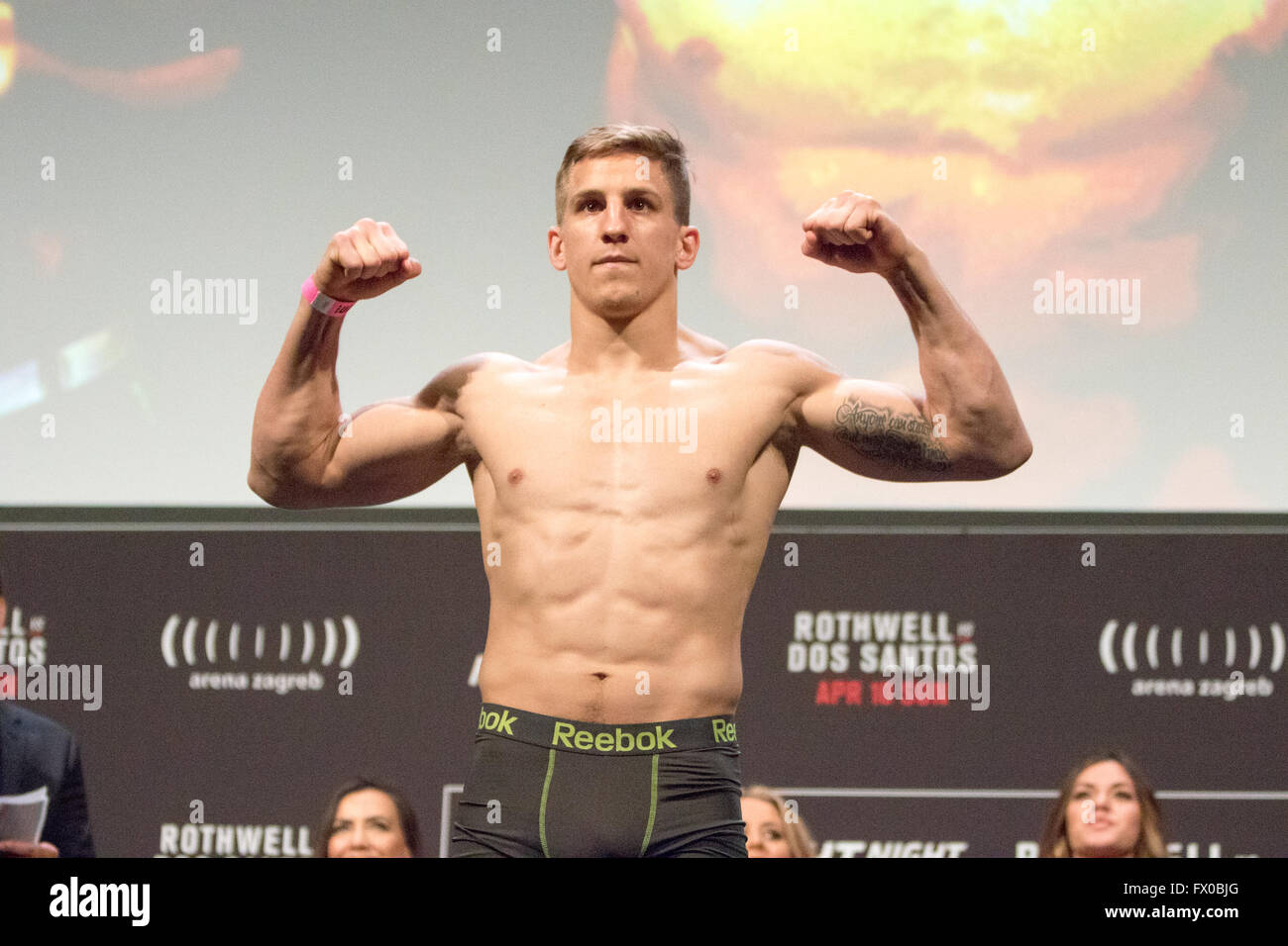 Damir Hadzovic celebrates making the weight ahead of his fight with ...