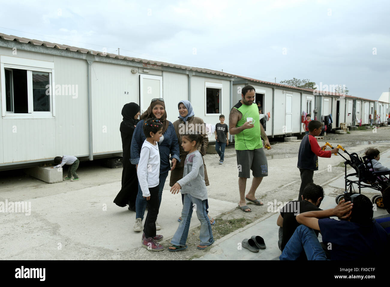 Athens, Greece. 09th Apr, 2016. Families of migrants inside the Eleonas ...