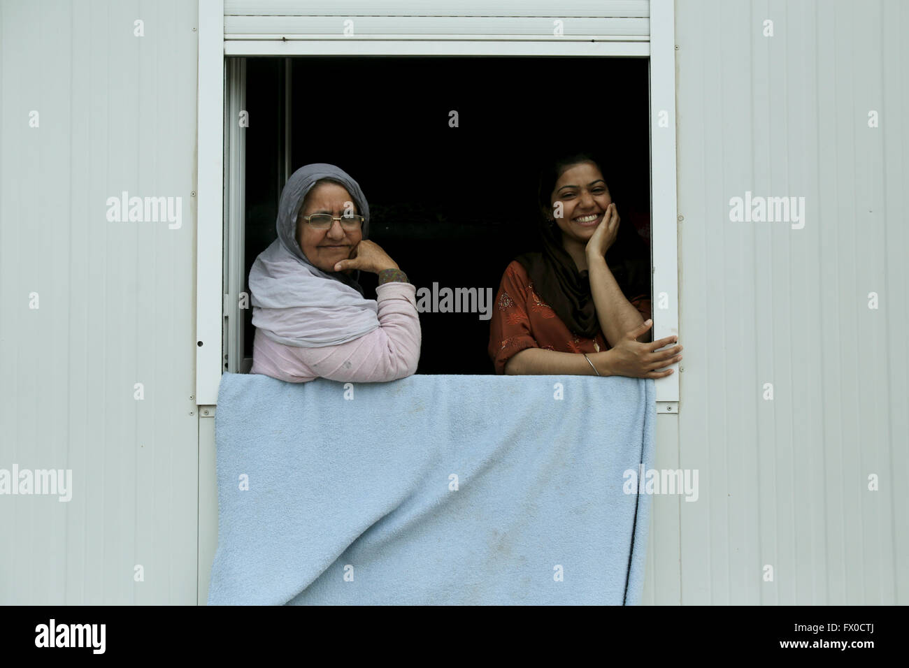 Athens, Greece. 09th Apr, 2016. Migrant women inside the Eleonas camp ...