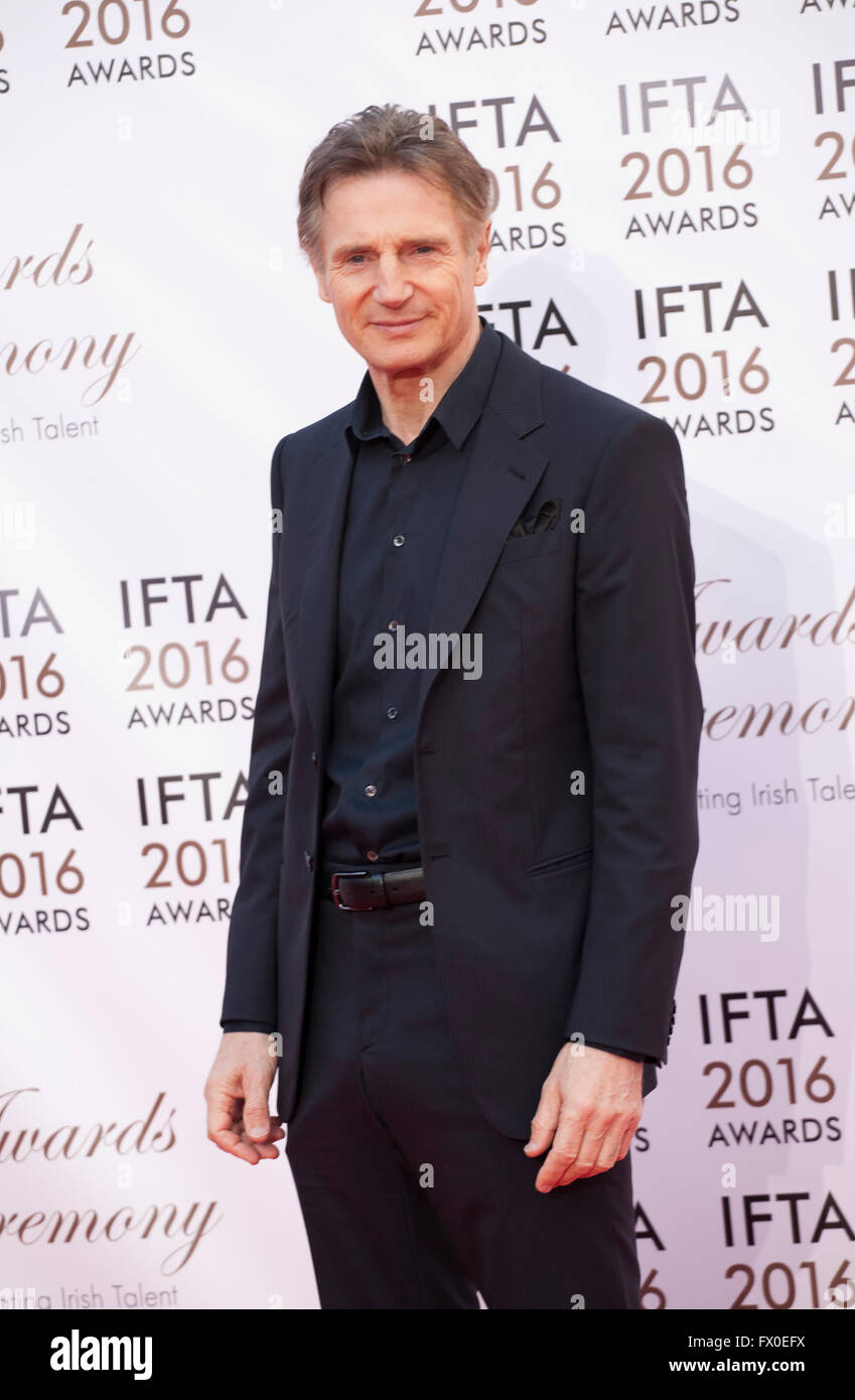 Dublin, Ireland. 9th April, 2016. Actor Liam Neeson at the IFTA Film ...