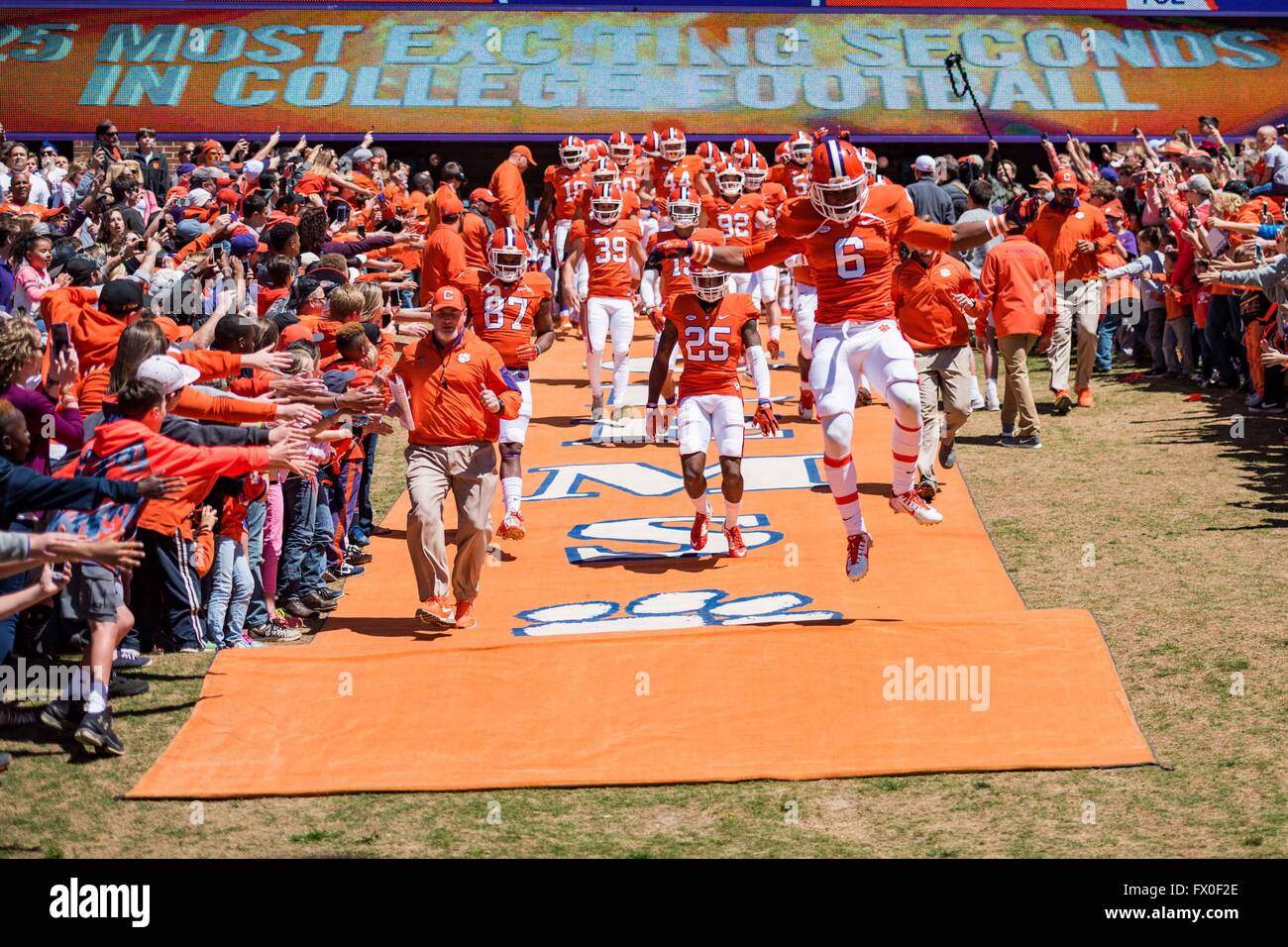 The Clemson team enters the field during the Clemson Football Spring ...