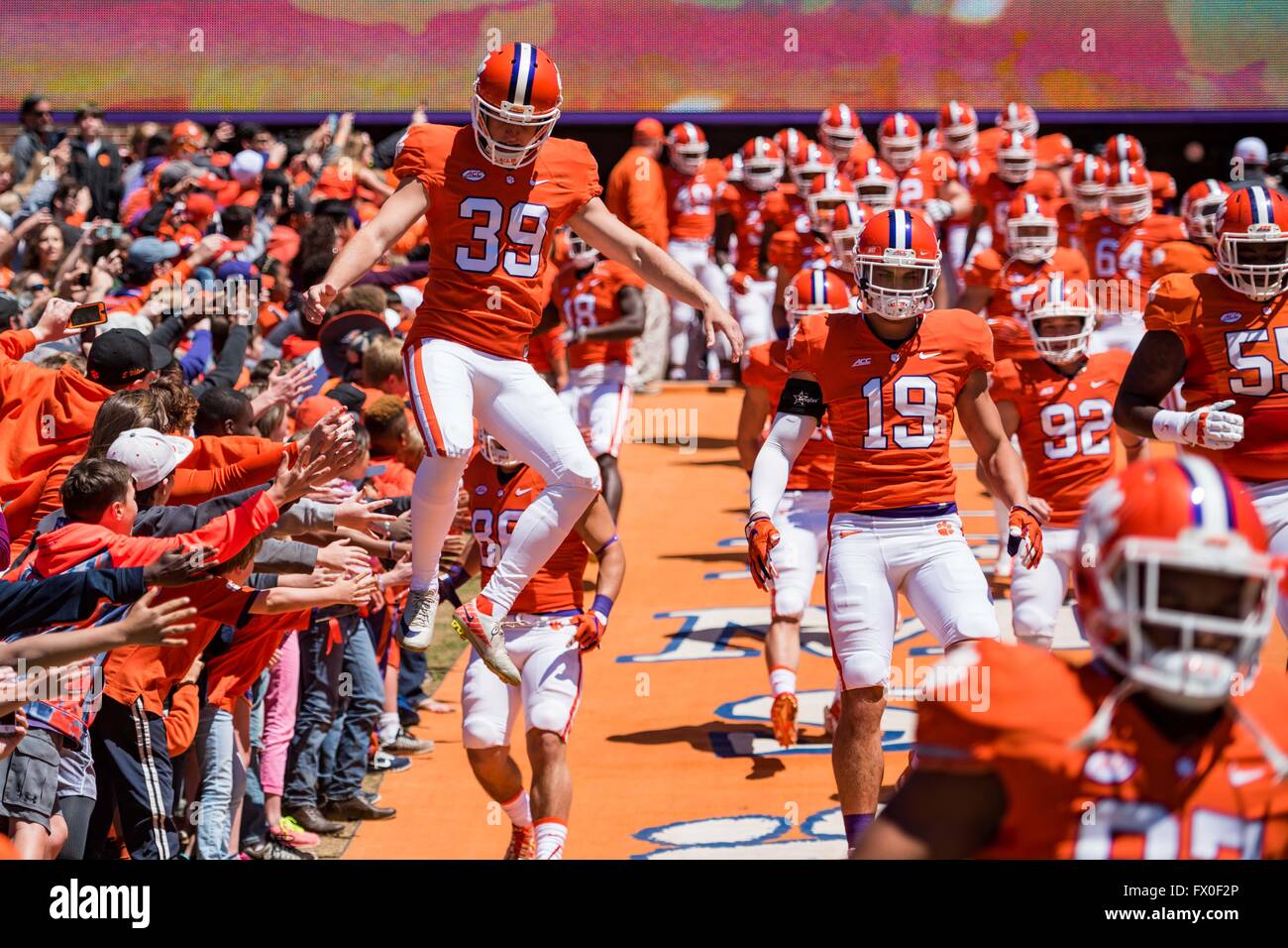 The Clemson team enters the field during the Clemson Football Spring ...