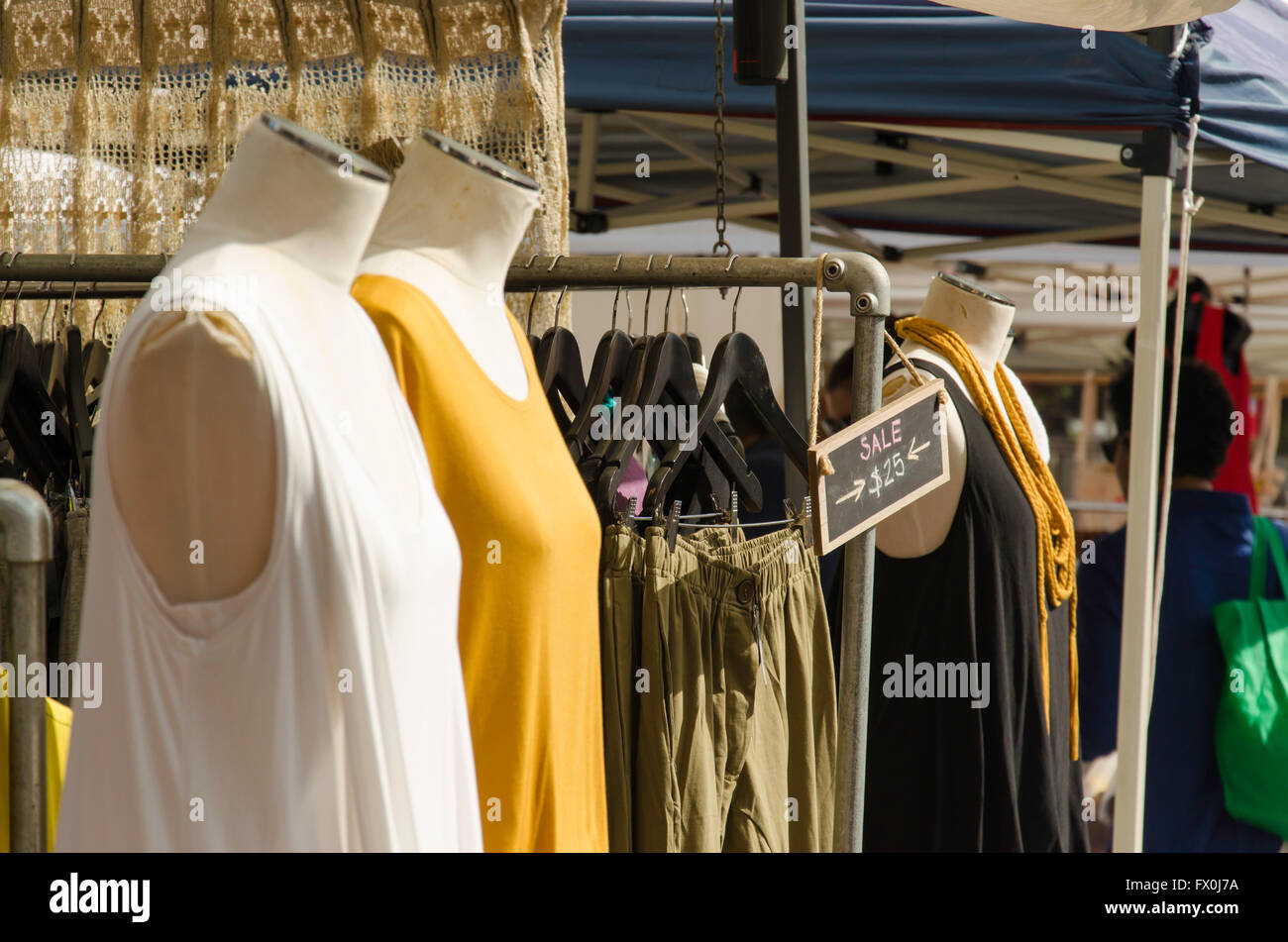 womens clothing at a market stall in Sydney Stock Photo - Alamy