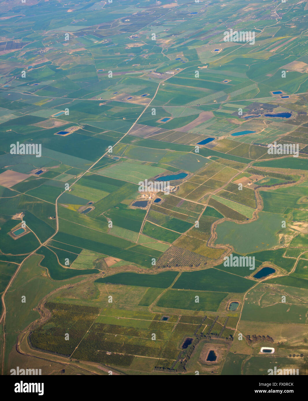 Aerial view from airplane over farm field in Italy Stock Photo - Alamy