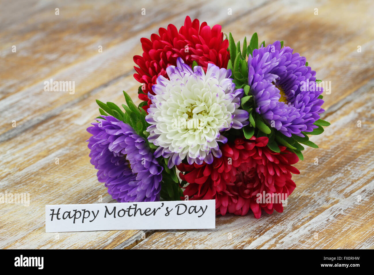 Happy Mother's day card with colorful flower bouquet Stock Photo - Alamy