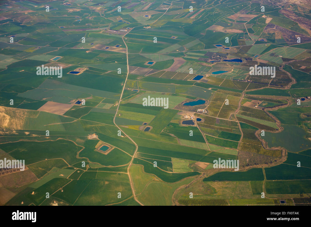 Aerial view from airplane over farm field in Italy Stock Photo - Alamy