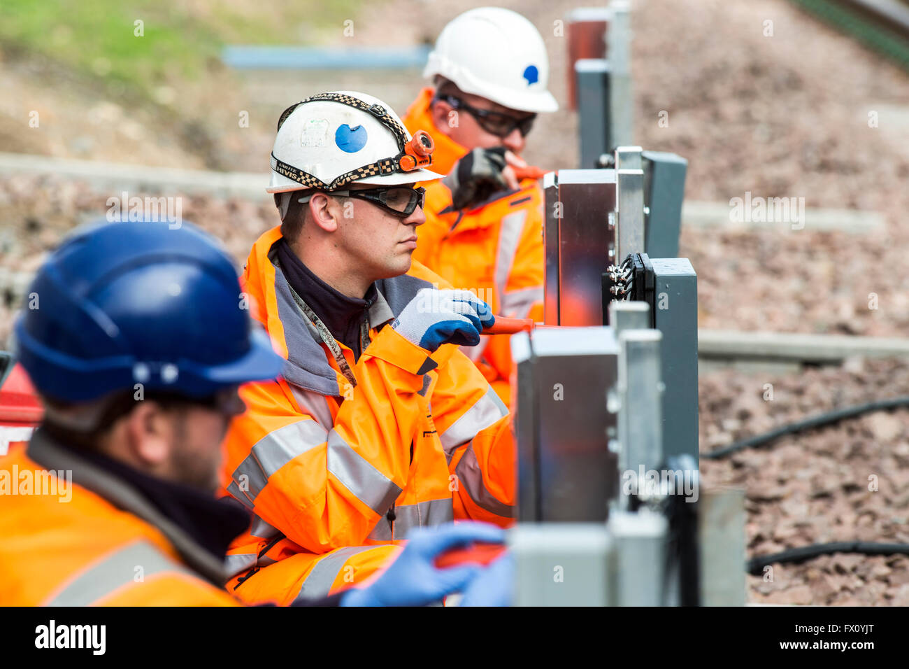 Rail Workers constructing the new Borders Railway Stock Photo - Alamy