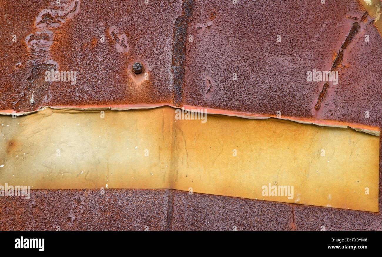 Rusty red yellow sheet of metal plate Stock Photo - Alamy