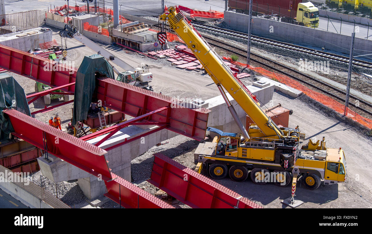 pylon and cross the causeway under construction Stock Photo - Alamy