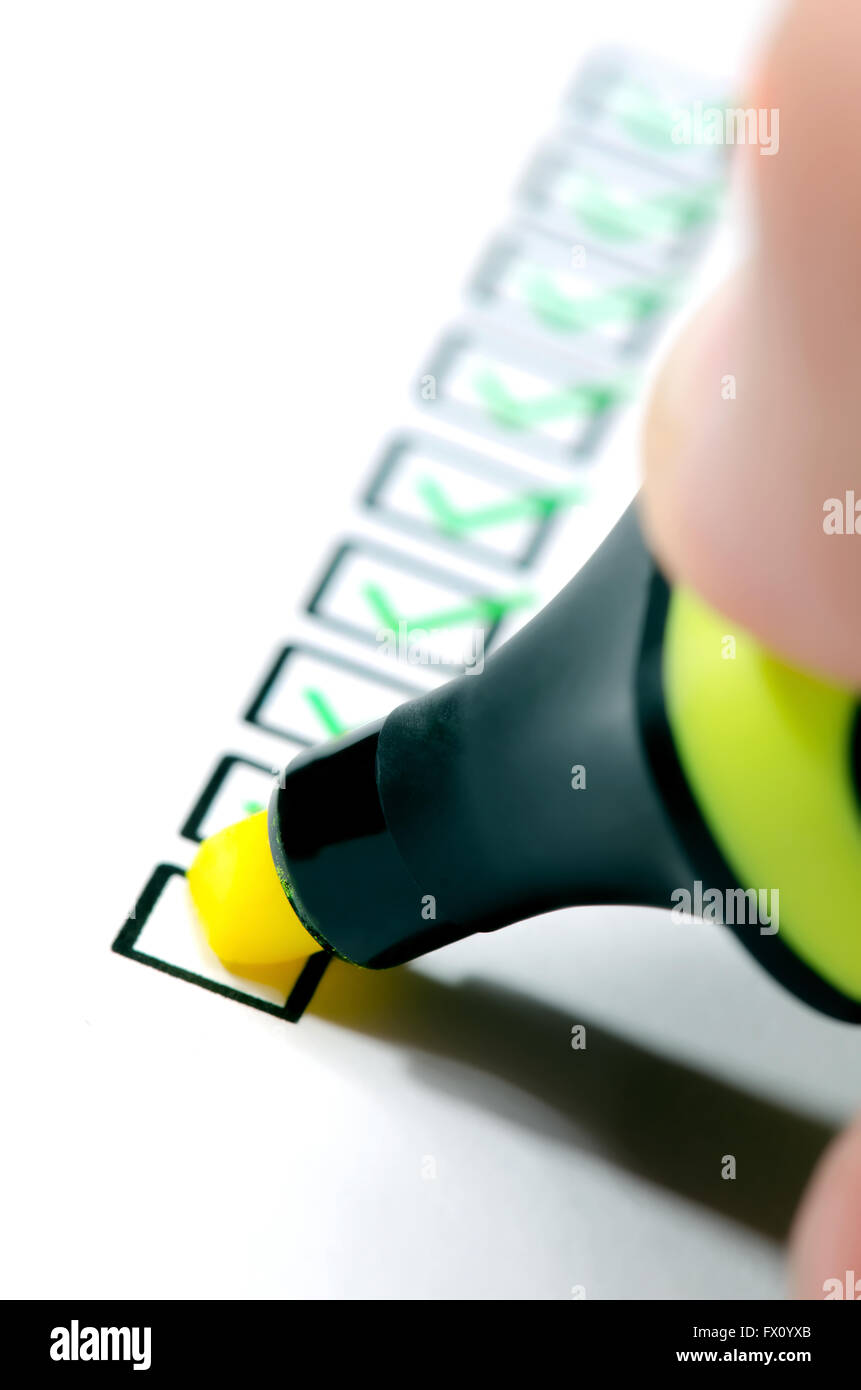 Hand is checking a questionnaire, education or business concept Stock ...