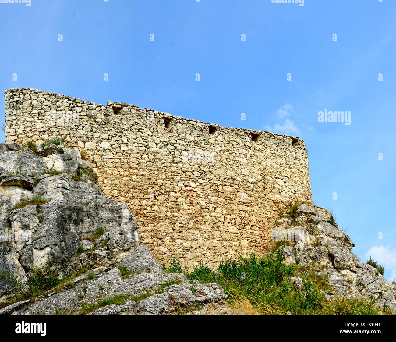 Old castle wall on the top of rock Stock Photo - Alamy
