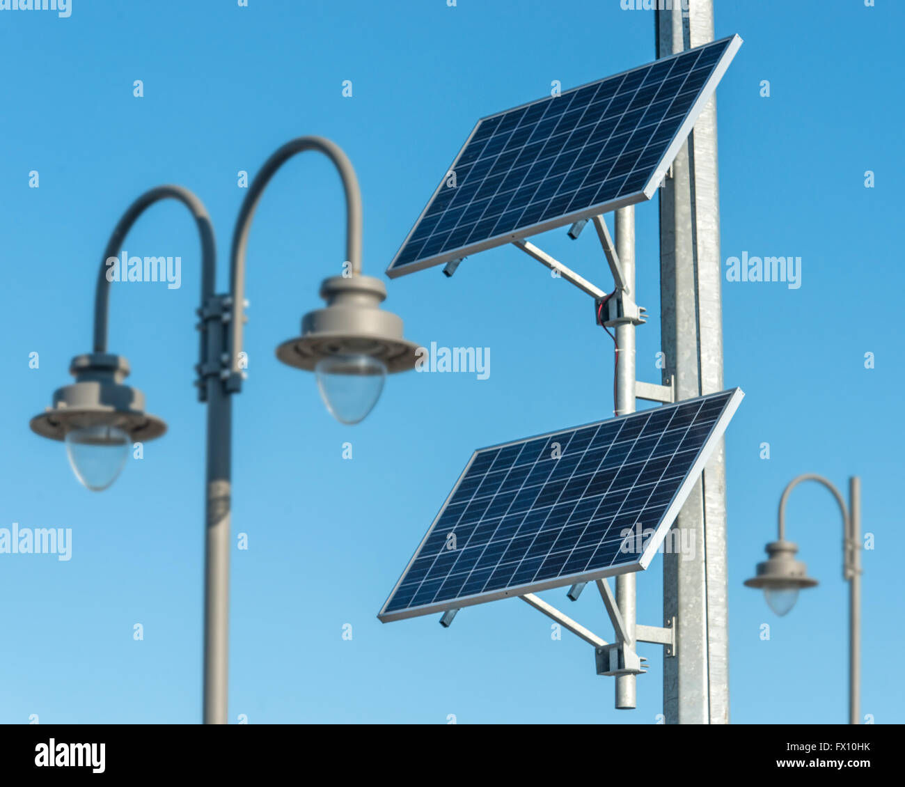 installation of two small solar panels Stock Photo - Alamy