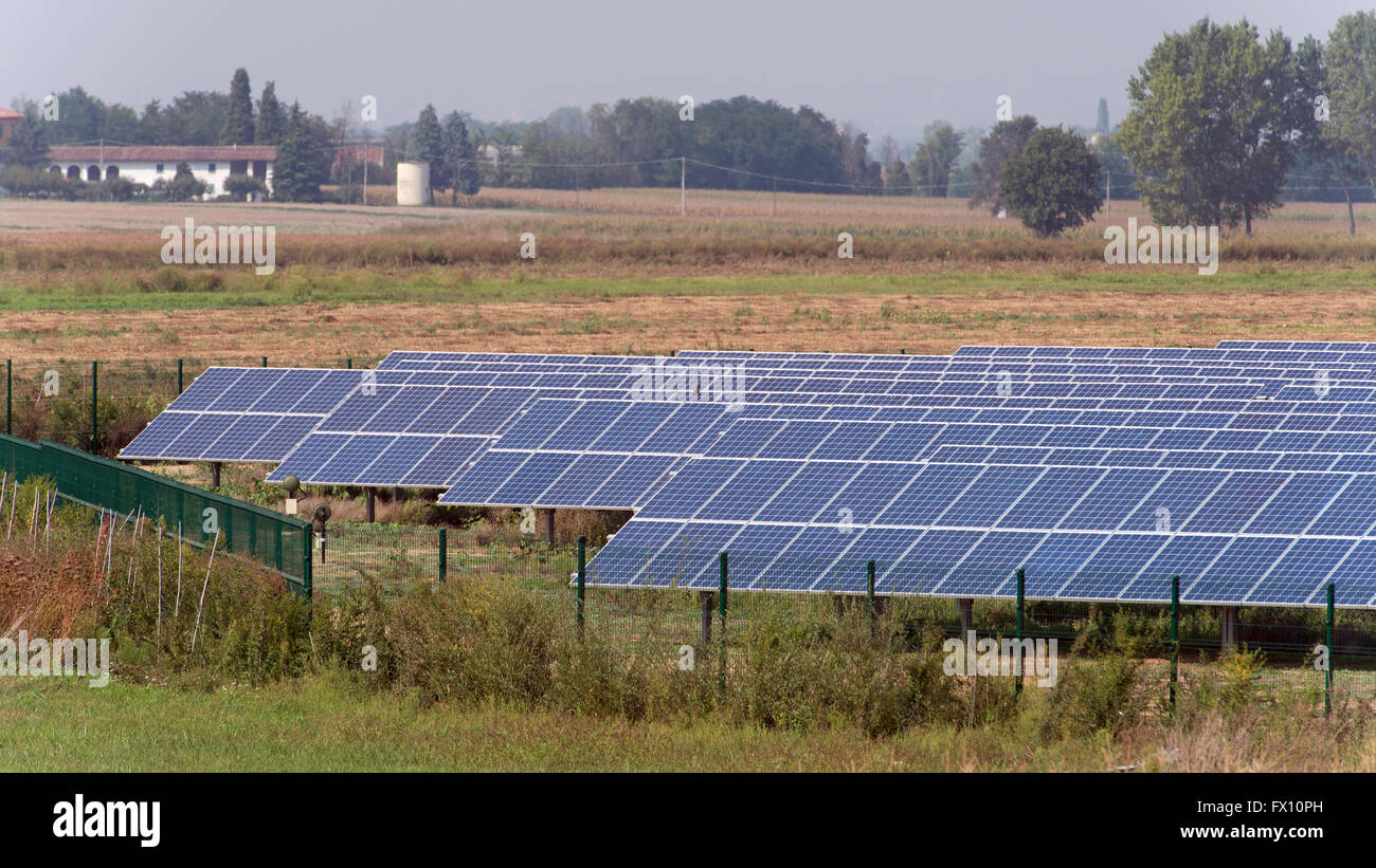 large solar panel system installed on an open field Stock Photo - Alamy