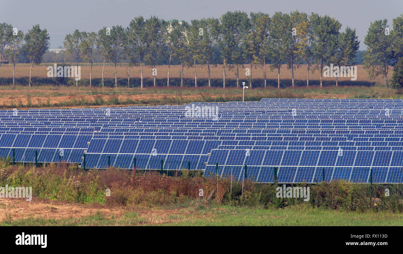 large solar panel system installed on an open field Stock Photo - Alamy