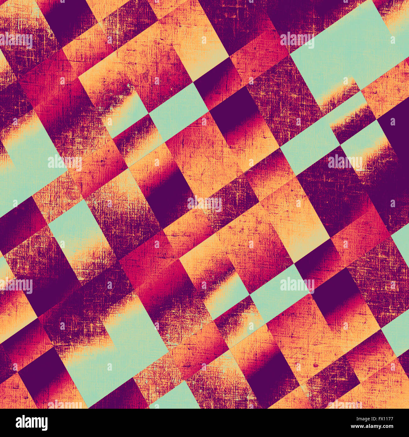 Old retro vintage texture. With red, orange, purple, blue patterns ...