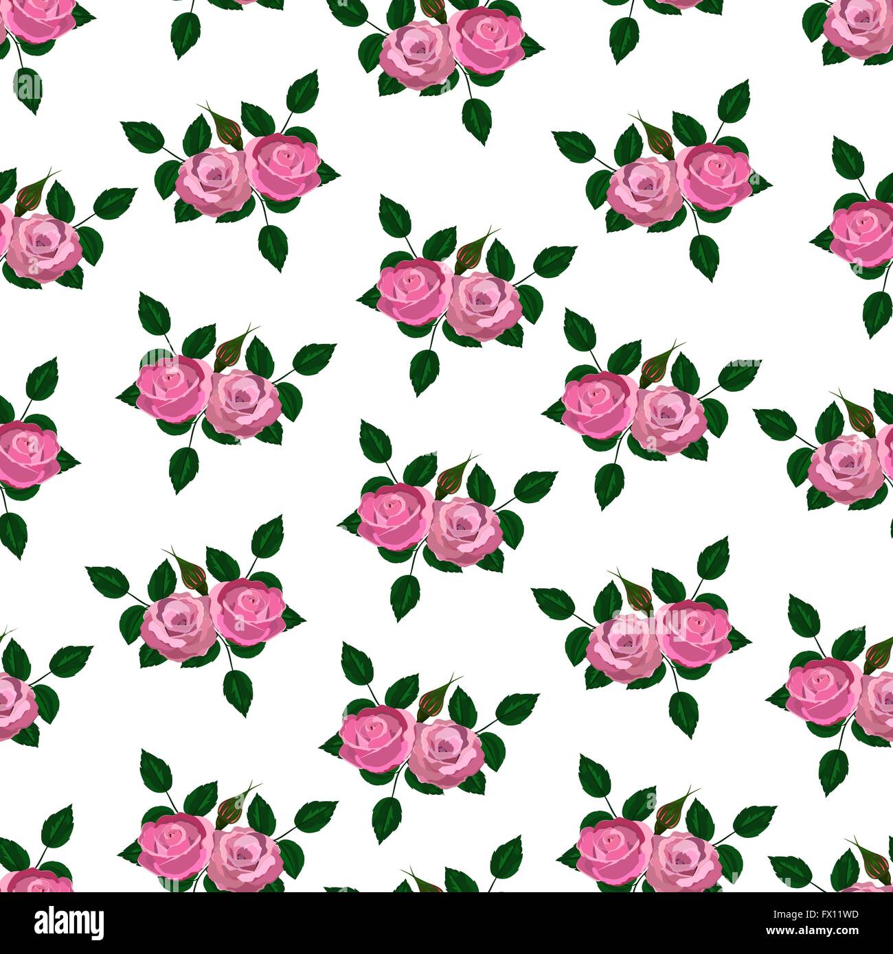 seamless wallpaper pink roses with leaves Stock Vector Image & Art - Alamy