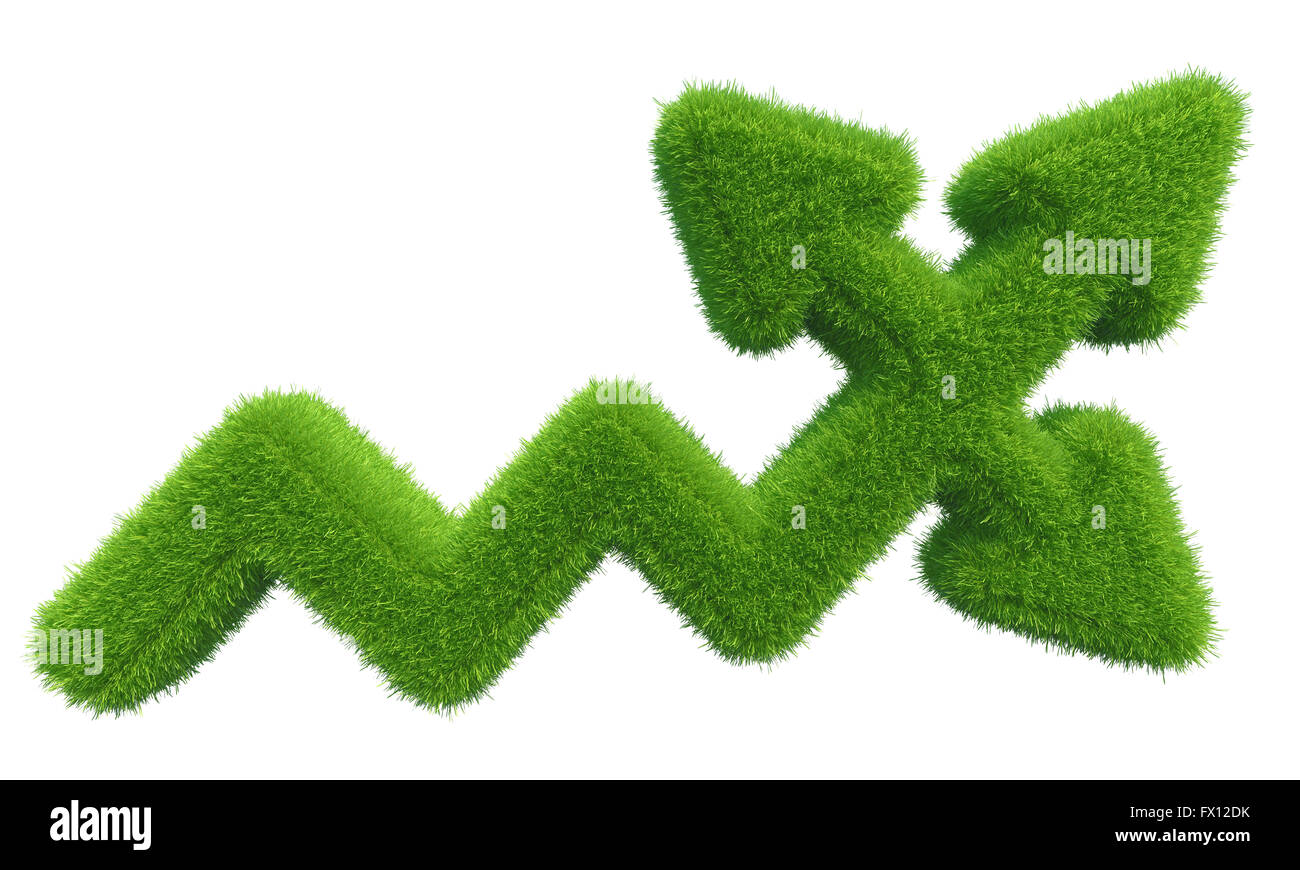 Green grass arrow chart isolated on white background Stock Photo - Alamy