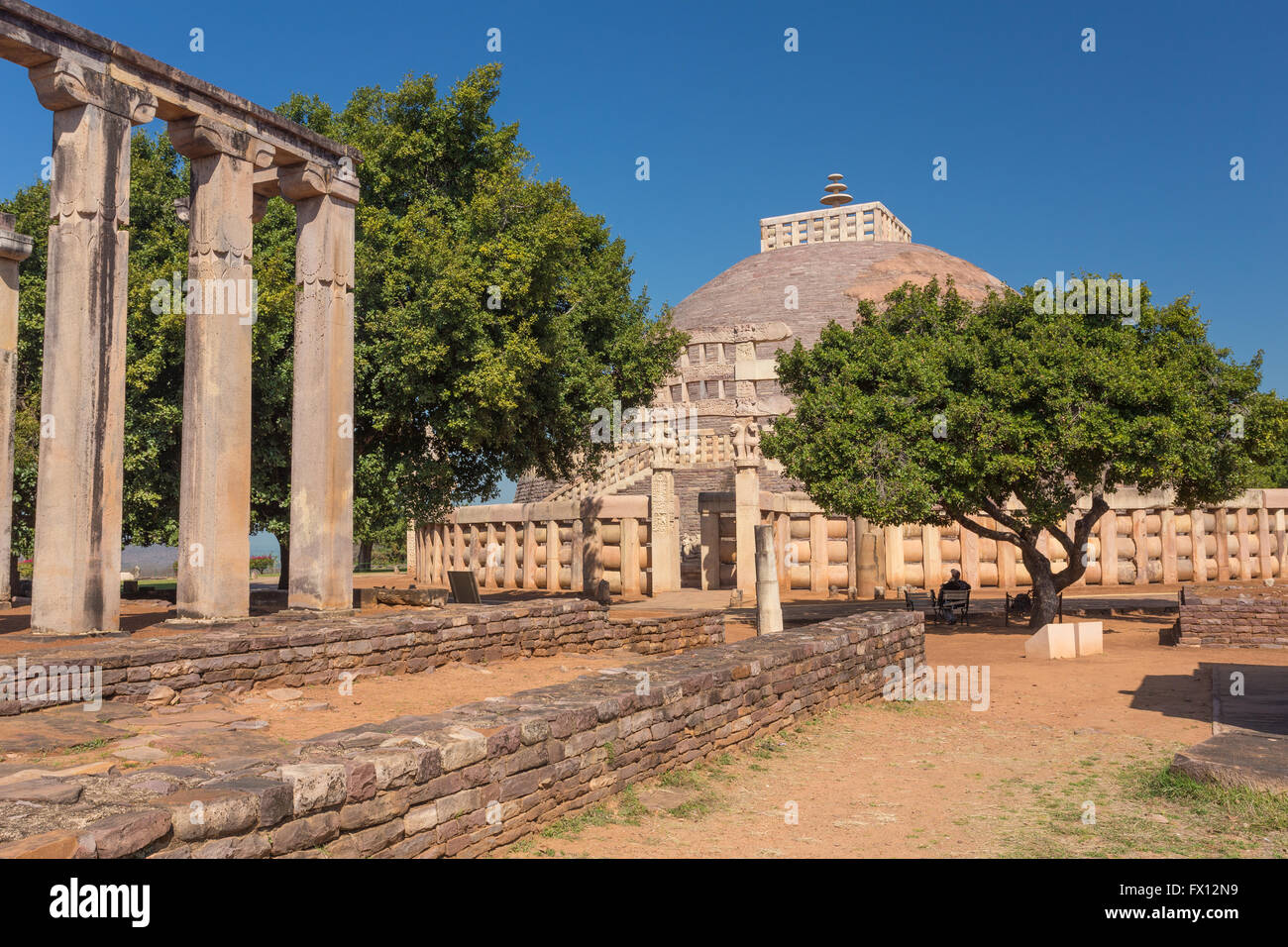 A view of the buddhist temple in Sanchi / India / UNESCO Stock Photo ...