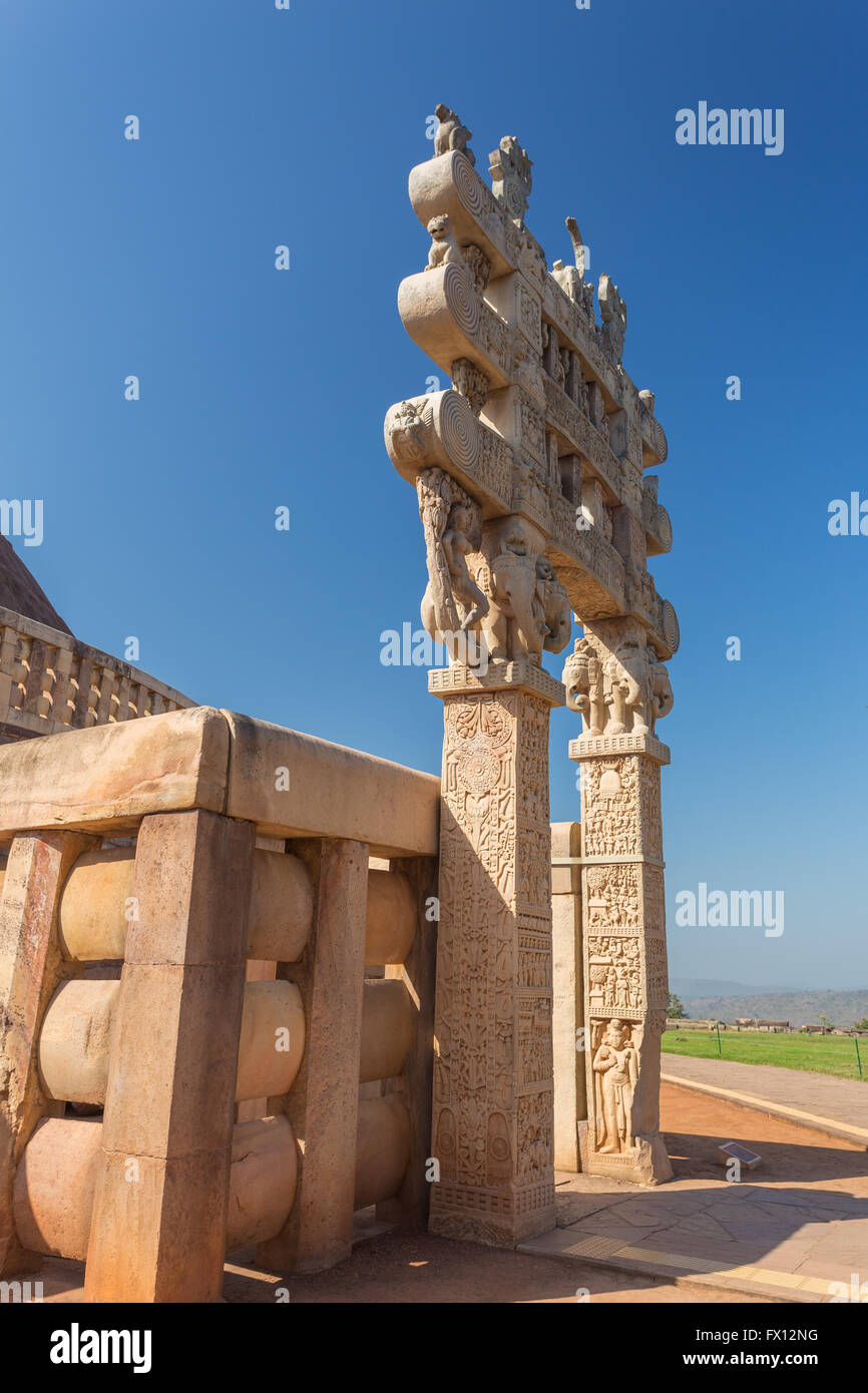 A view of the buddhist temple in Sanchi / India / UNESCO Stock Photo ...