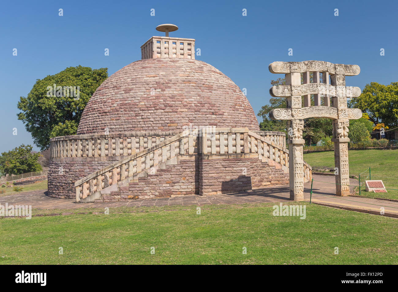 A view of the buddhist temple in Sanchi / India / UNESCO Stock Photo ...