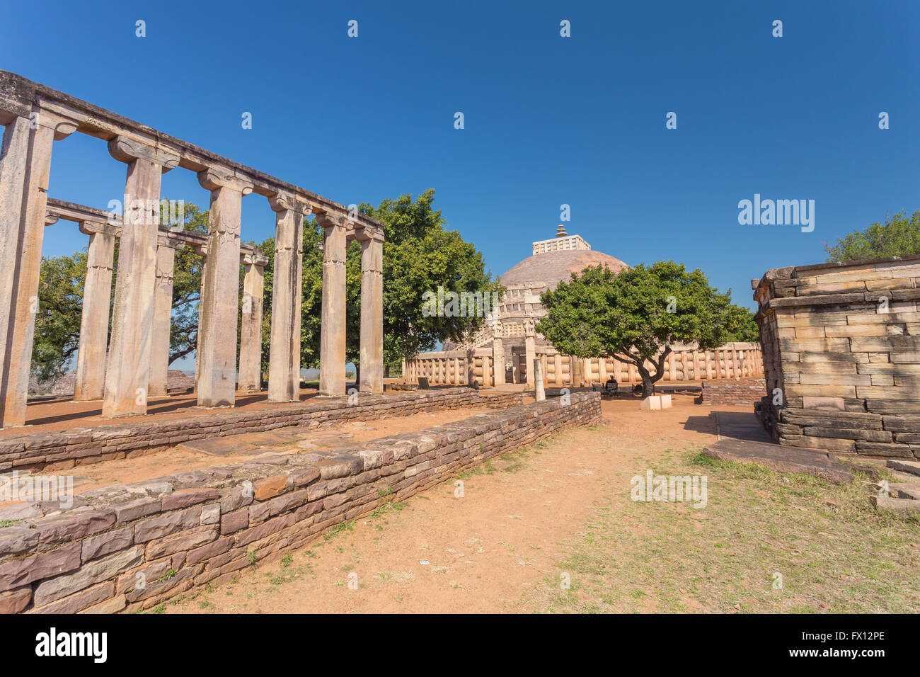 A view of the buddhist temple in Sanchi / India / UNESCO Stock Photo ...