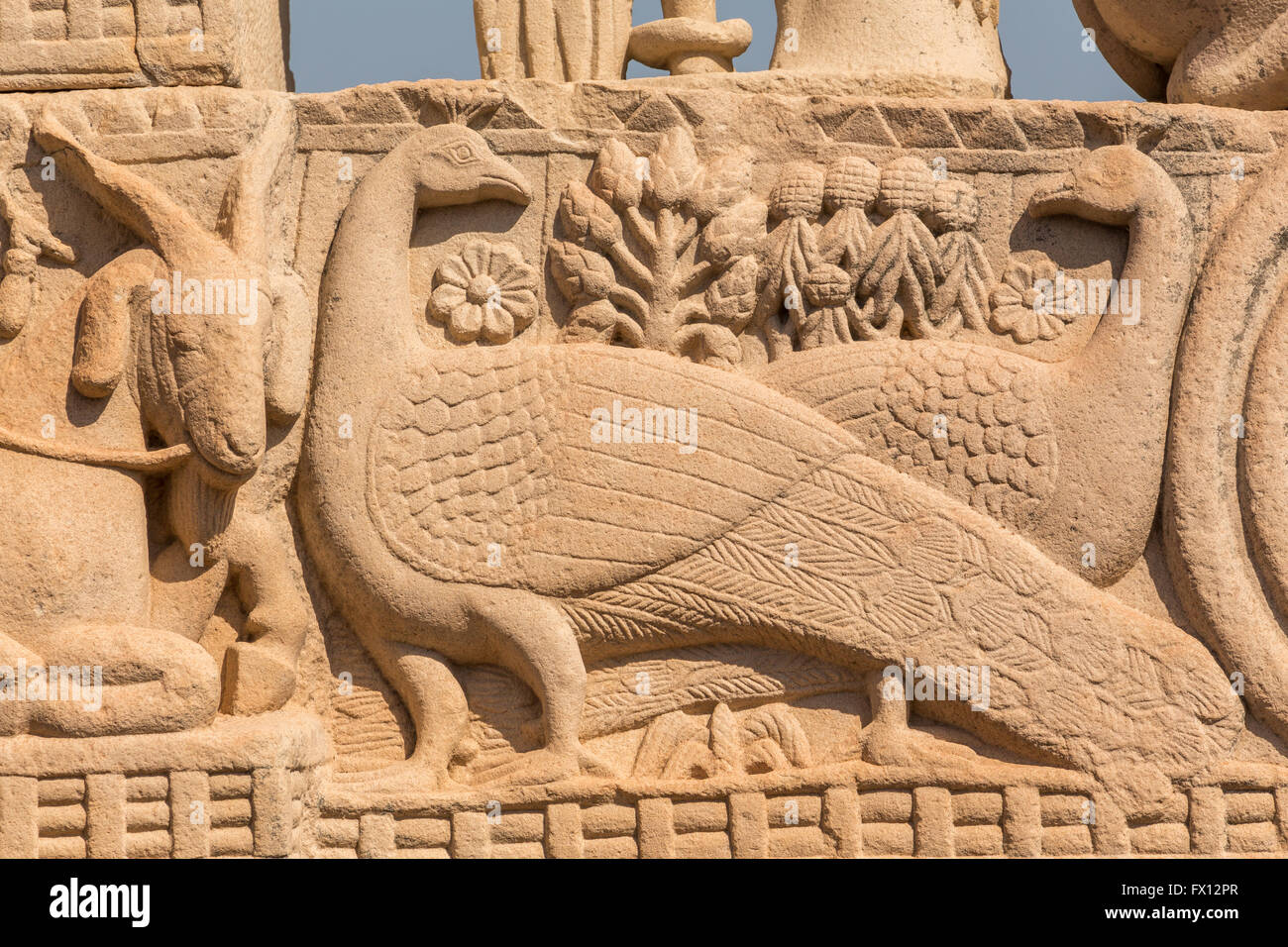 A view of the buddhist sculpture in Sanchi temple / India Stock Photo ...