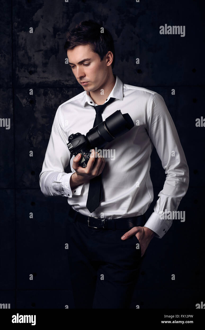 Professional freelancer photographer taking photo hi-res stock ...