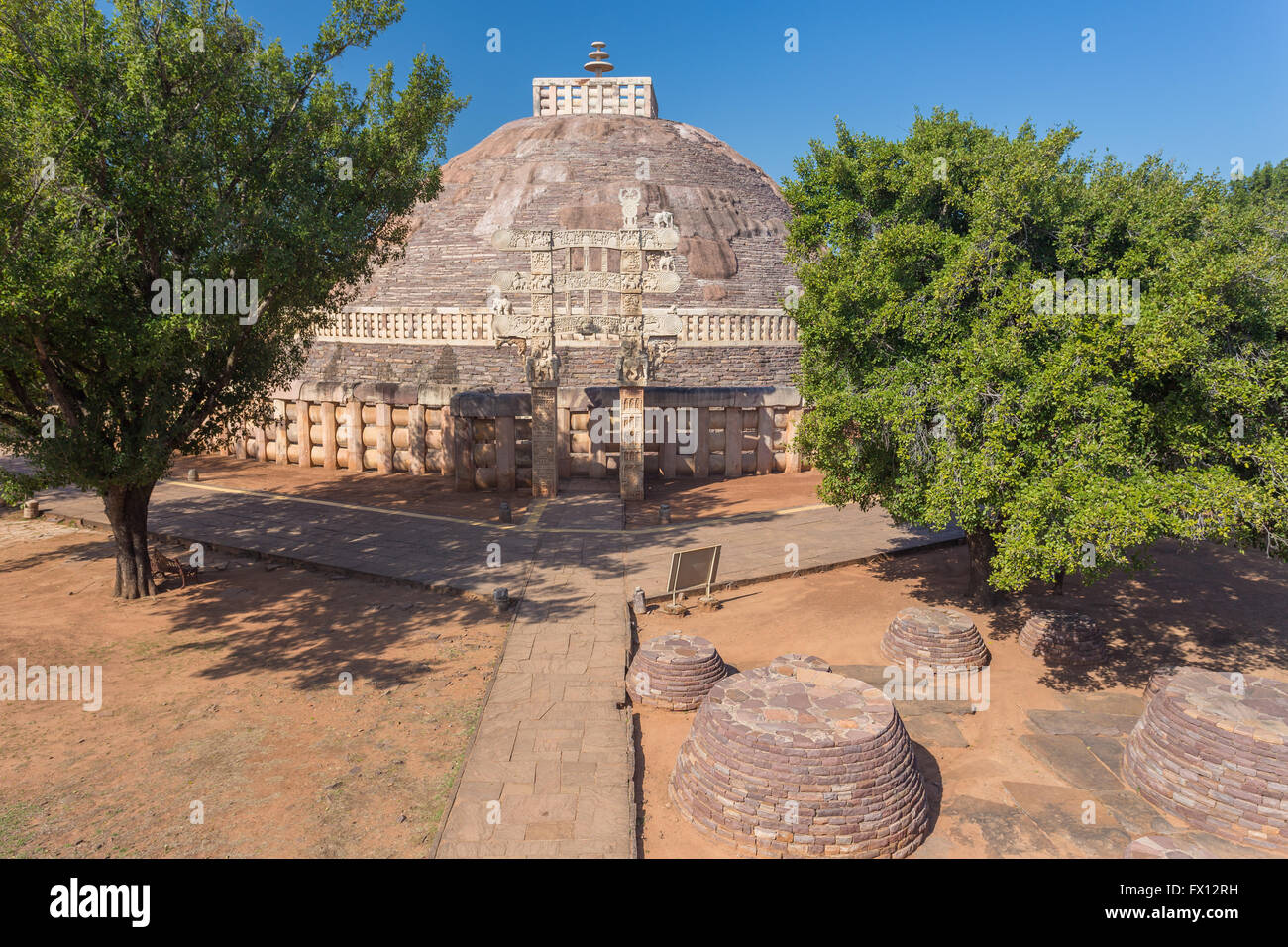 A view of the buddhist temple in Sanchi / India / UNESCO Stock Photo ...