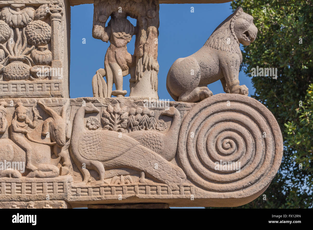 A view of the buddhist sculpture in Sanchi temple / India Stock Photo ...
