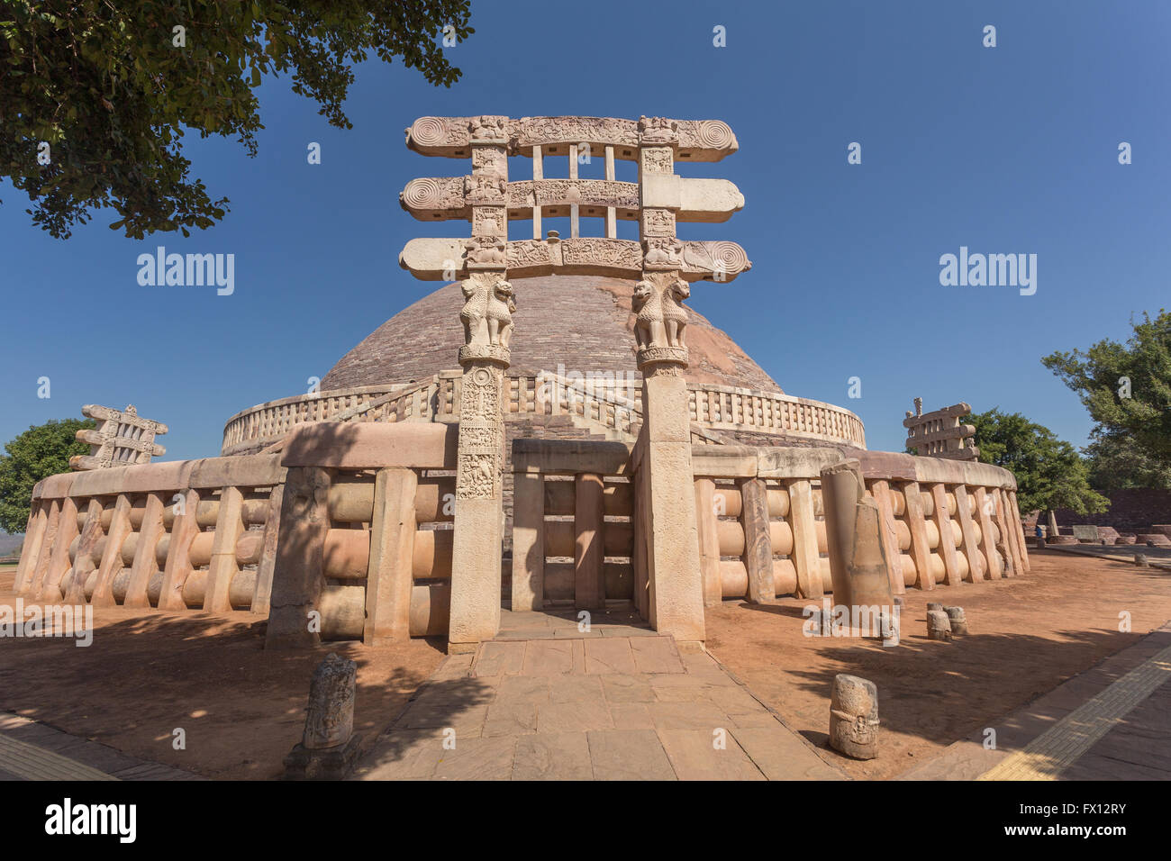 A view of the buddhist temple in Sanchi / India / UNESCO Stock Photo ...