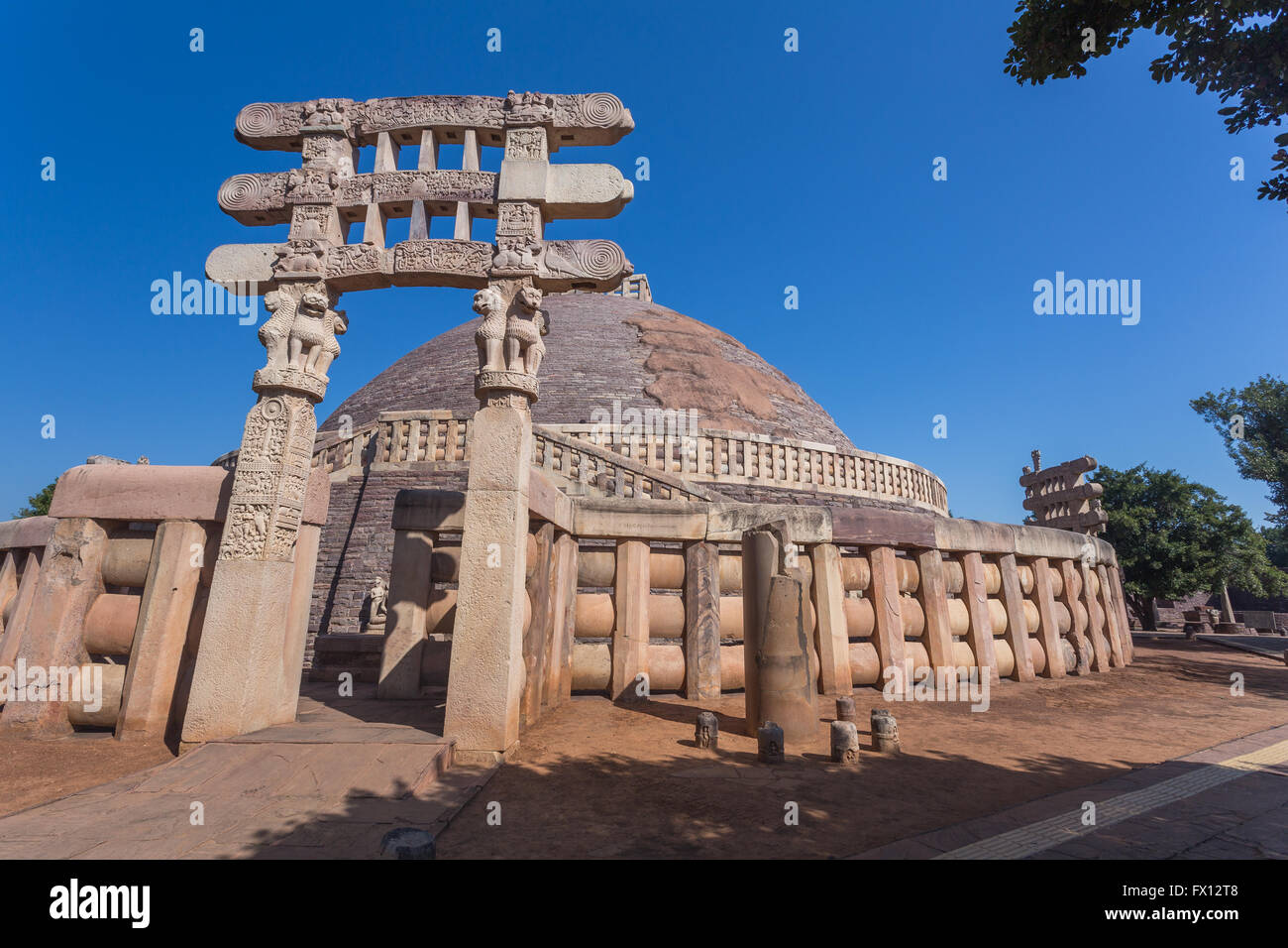 A view of the buddhist temple in Sanchi / India / UNESCO Stock Photo ...