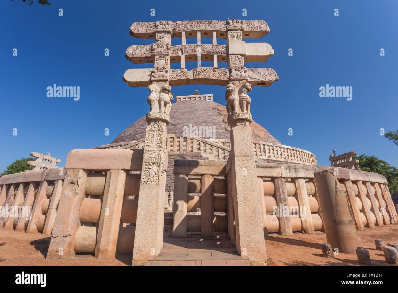 A view of the buddhist temple in Sanchi / India / UNESCO Stock Photo ...