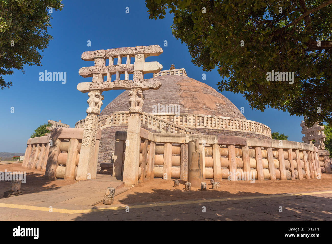 A view of the buddhist temple in Sanchi / India / UNESCO Stock Photo ...