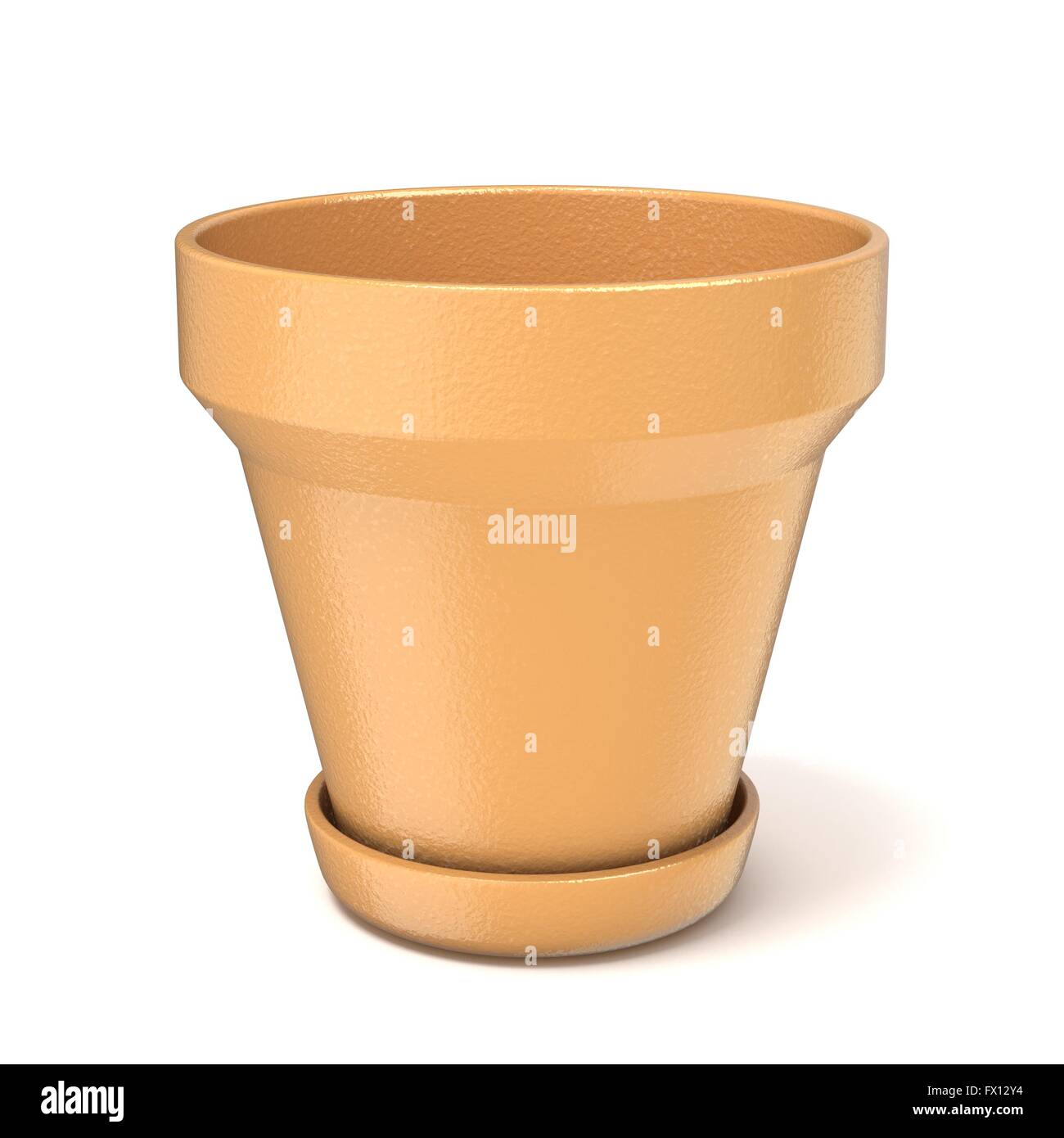 Empty clay plant pot. 3D render illustration isolated on white ...